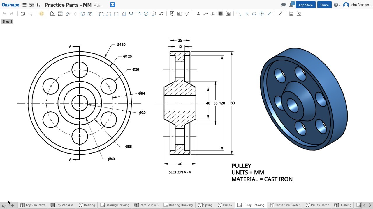 Learn Onshape Project 15 Pulley Youtube