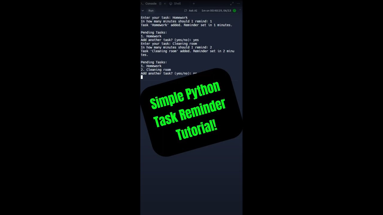 Python Task Reminder Tutorial Youtube