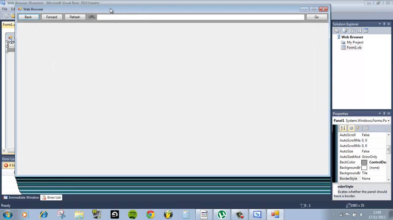 Part 1 Making A Web Browser In Visual Basic 2010 Express Bad