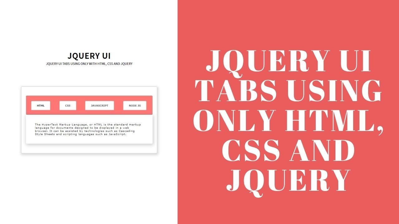 Jquery Ui Tabs Using Only Html Css And Jquery Code Mark Youtube