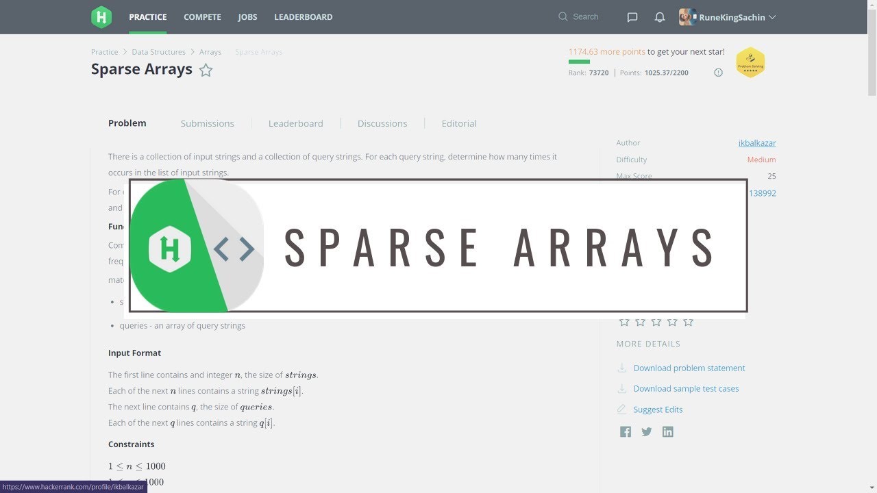 Hackerrank Problem Solution Sparse Arrays Python Youtube