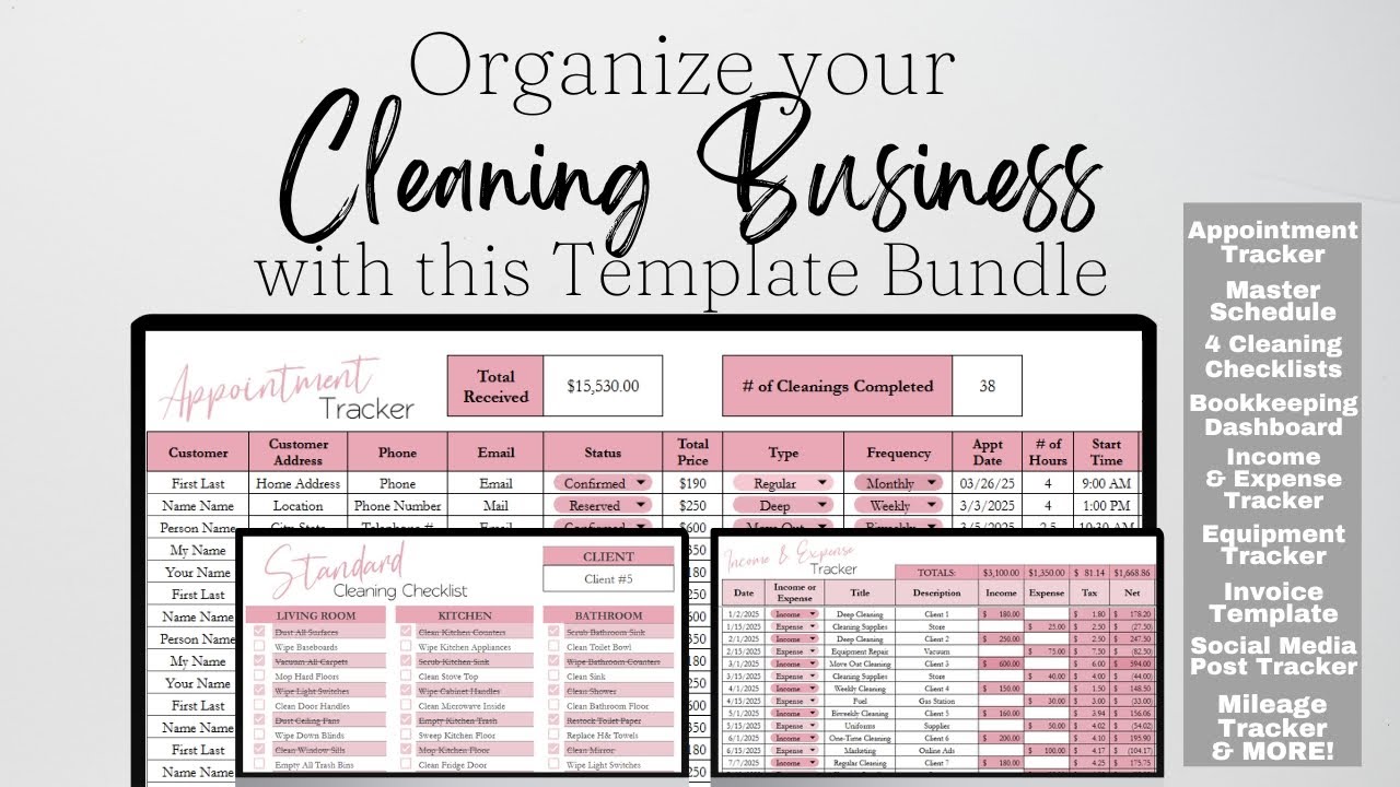 Cleaning Business Template Bundle Google Sheets Excel Spreadsheet