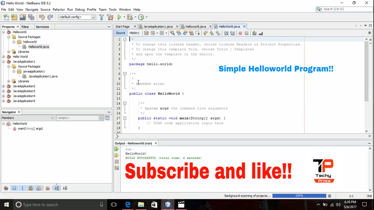 Java Simple Helloworld Program Using Netbeans Easy Tutorial 1 Youtube