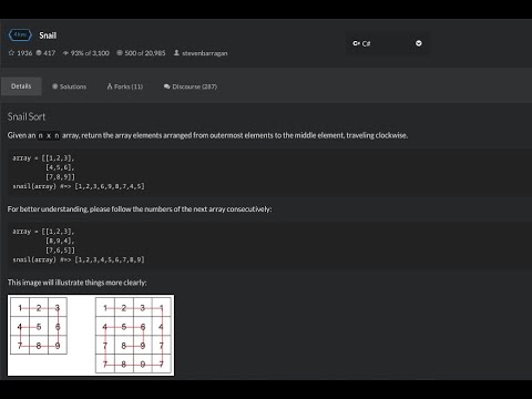 Snail Coding Problem Codewars 4kyu Youtube