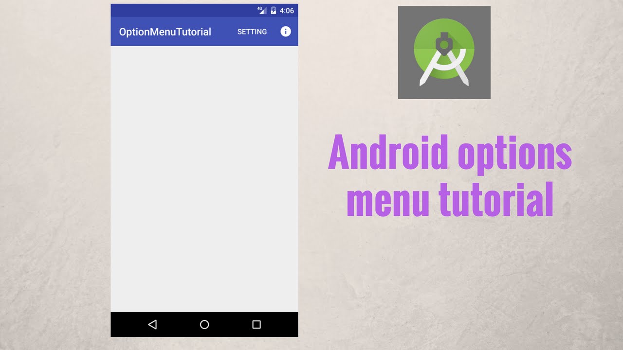 Android Options Menu Tutorial Youtube