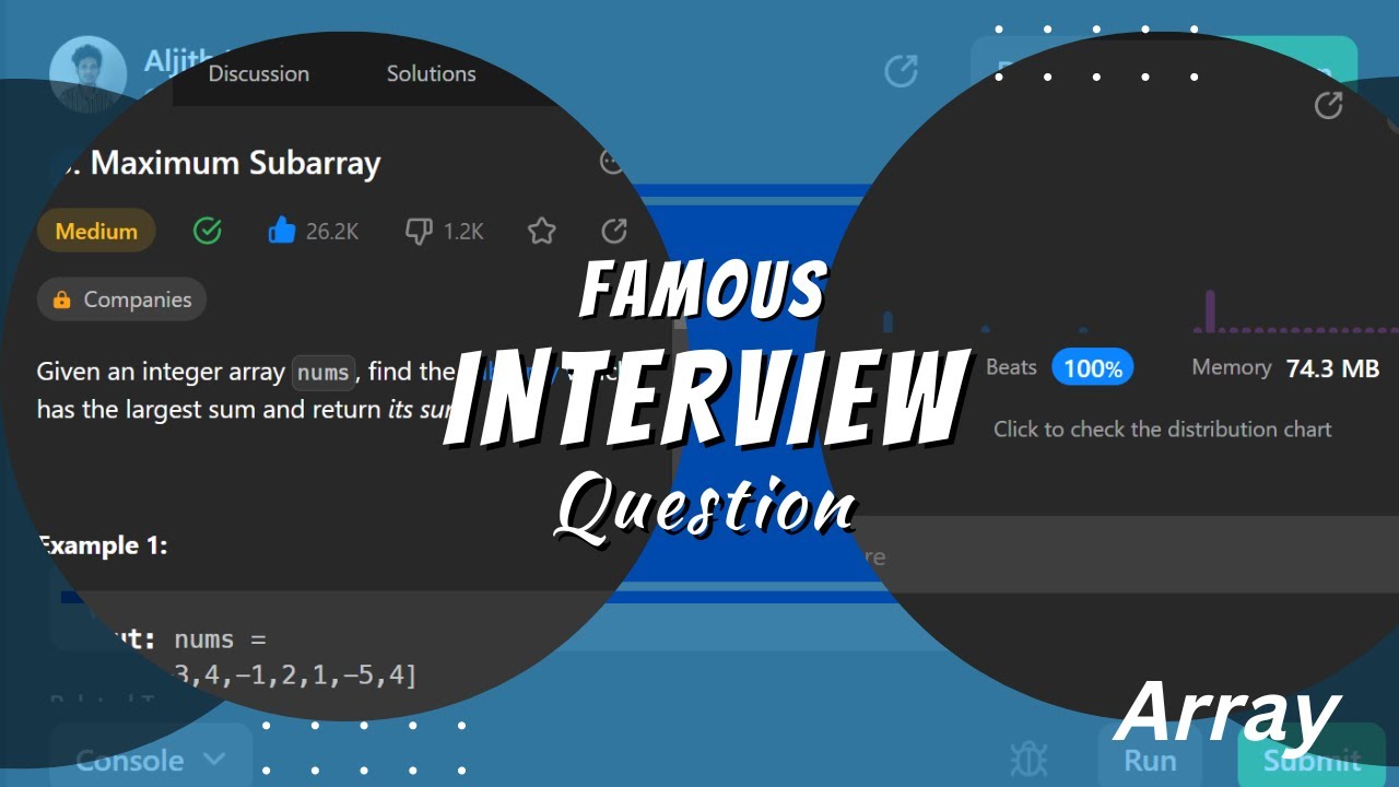 Maximum Subarray Famous Dsa Interview Question Java Easy Solution