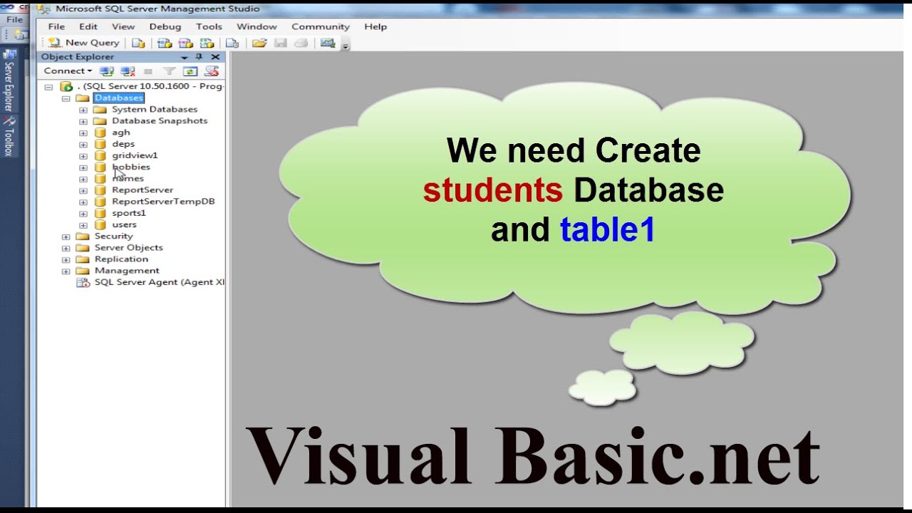 Visual Basic Net Create A Sql Server Database And Tables
