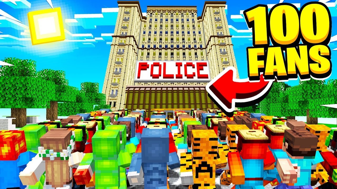 100 Fans Raid The Police Minecraft Server Youtube