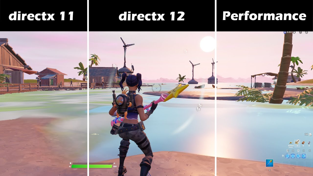 Fortnite Chapter 3 Season 1 Dx11 Vs Dx12 Vs Performance Mode Fps