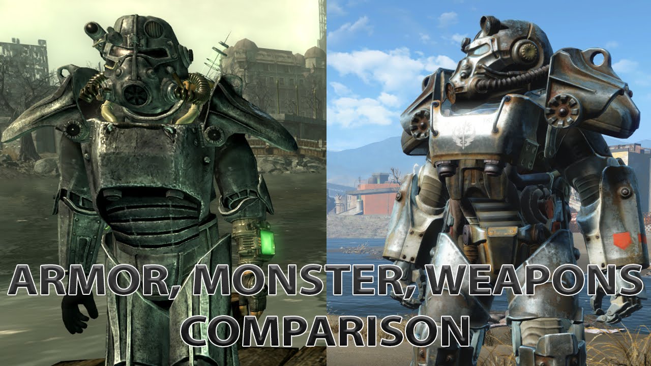 Fallout 3 Vs Fallout 4 Comparison Armor Monsters Weapons Youtube
