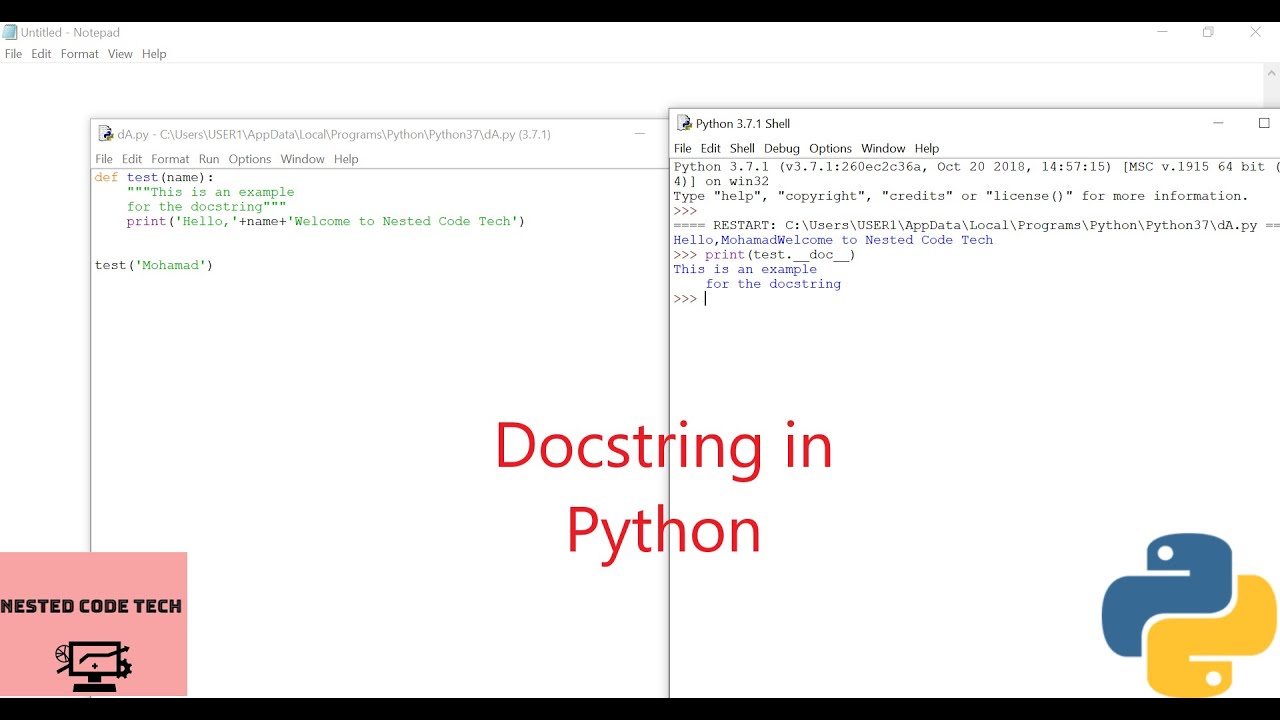Docstring In Python Youtube