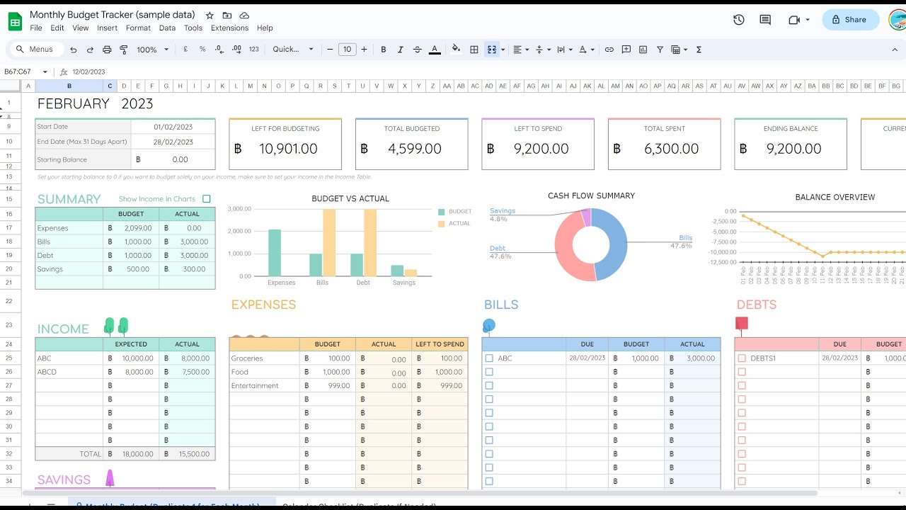 สอน Monthly Budget Tracker Youtube