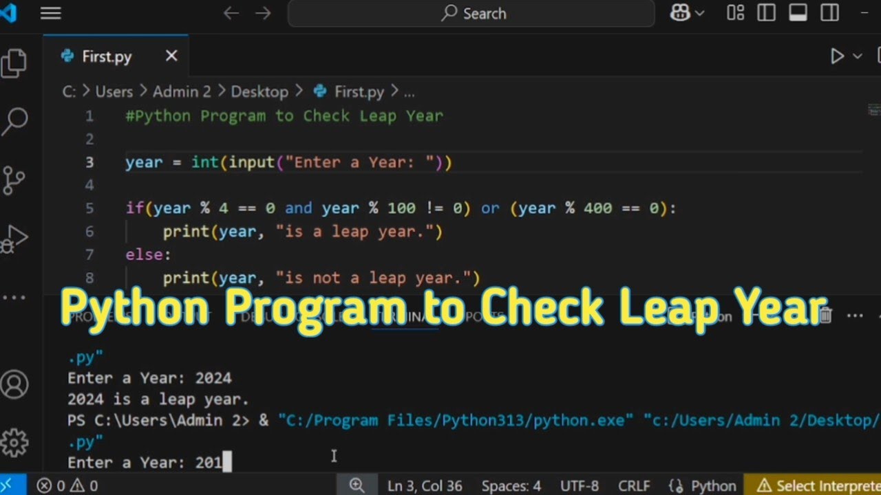 Python Program To Check Leap Year Python Programming Check Leap