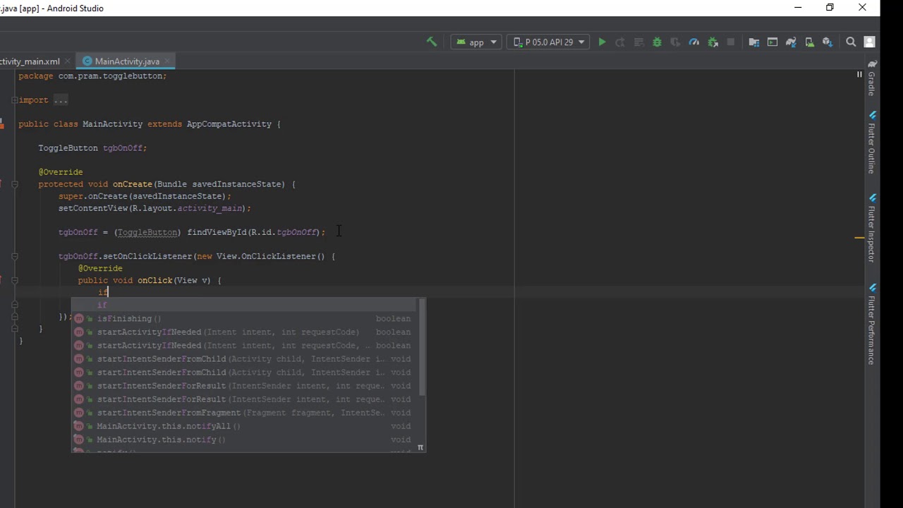 Android Studio Togglebutton Youtube