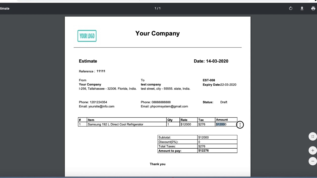 Send Pdf Invoice And Estimate To Customers Billingscript Com Youtube
