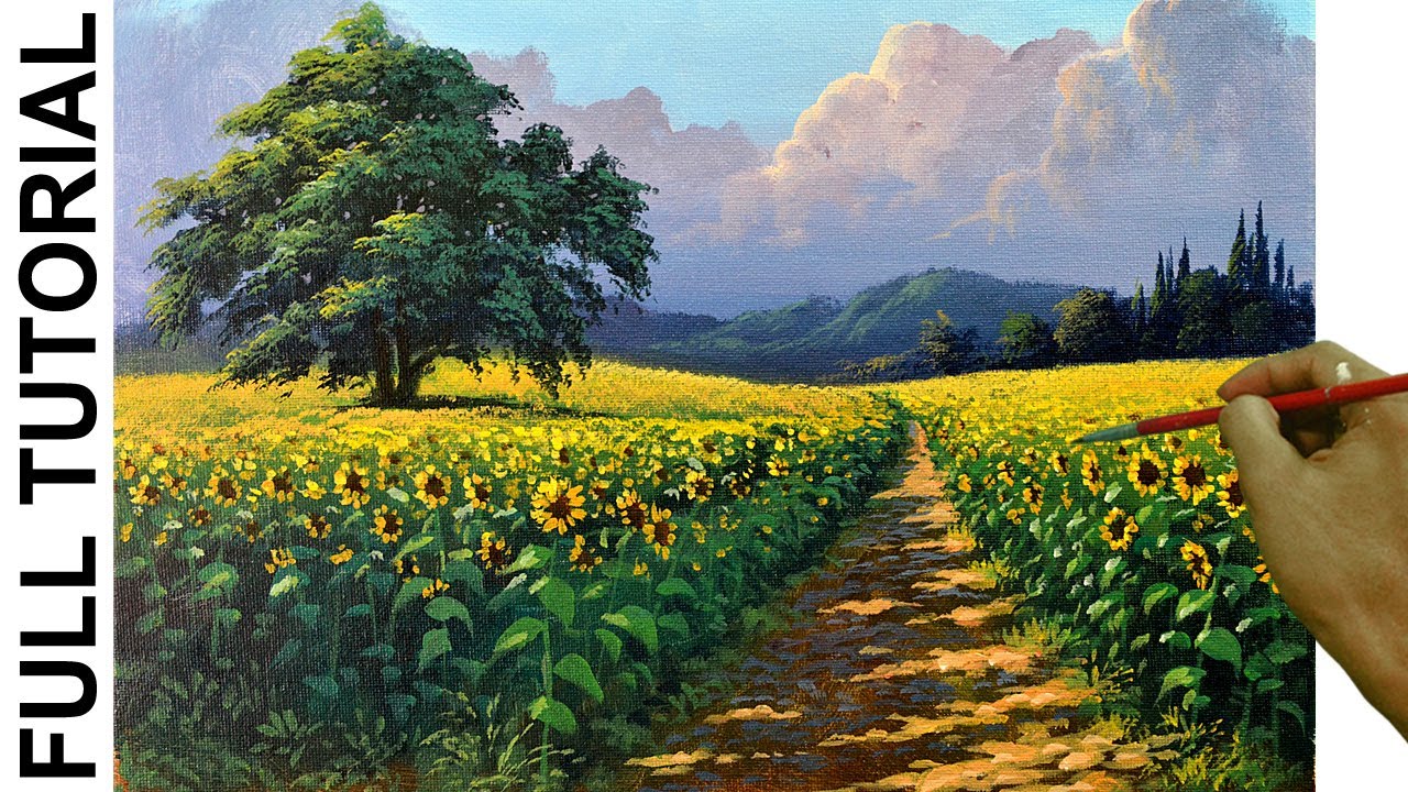 Sunflower Field Painting Easy Best Flower Site
