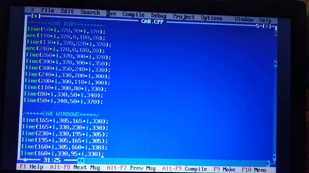 Moving A Car Using C Computer Graphics Youtube