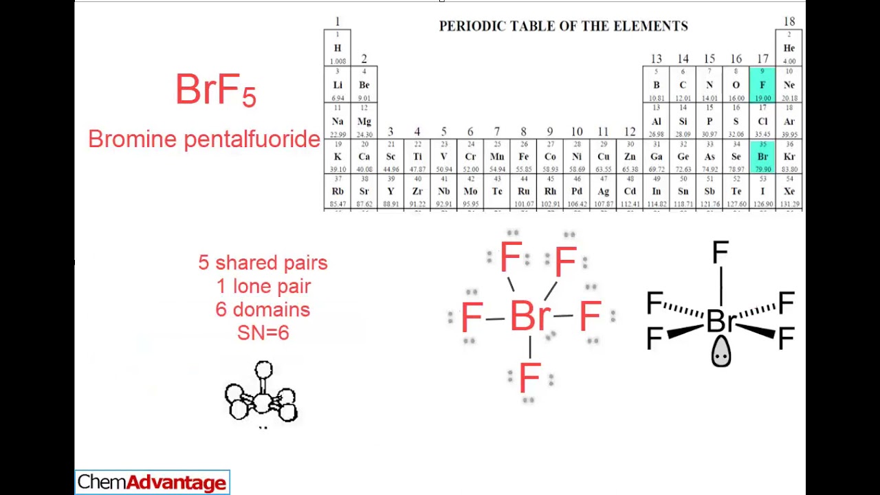 Ap08 Lewis Dot Structure Bromine Pentafluoride Brf5 Youtube