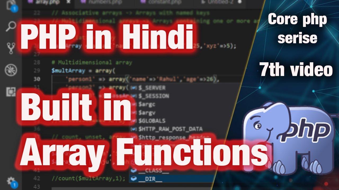 Core Php In Hindi Array Function In Php Tutorials In Hindi Urdu