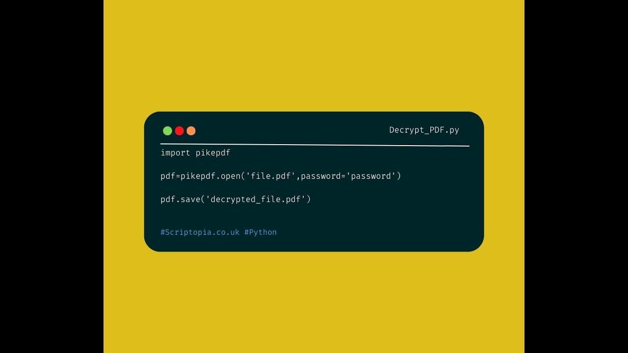Python Pikepdf Decrypt A Pdf File Youtube