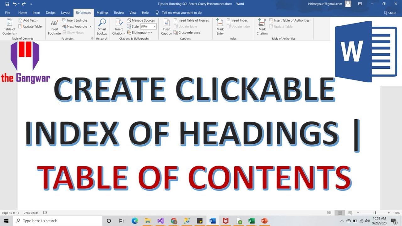 Create A Clickable Index In Ms Word Table Of Contents Clickable
