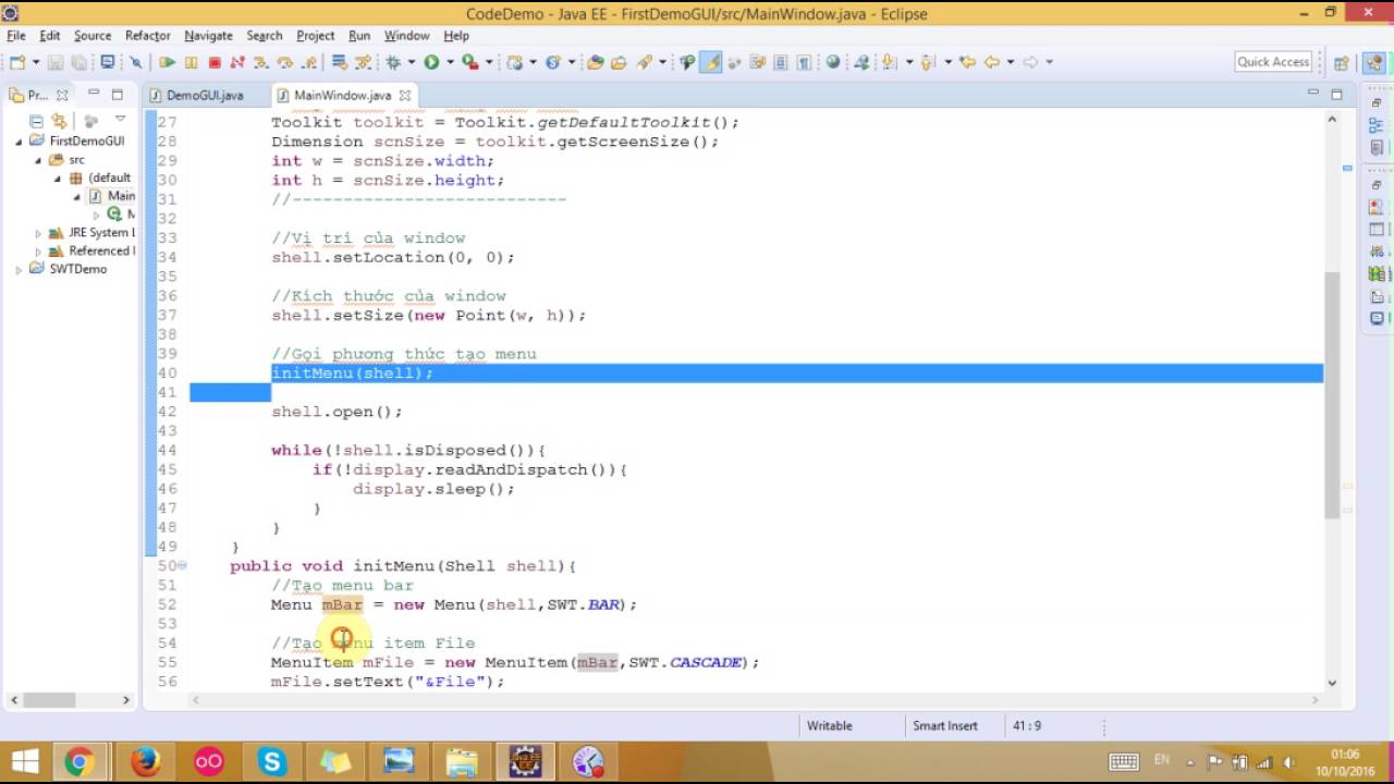 Java Eclipse Swt Part 2 Menu Youtube