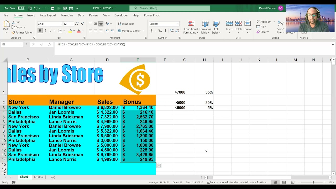 Excel Level 2 Exercise 2 Youtube