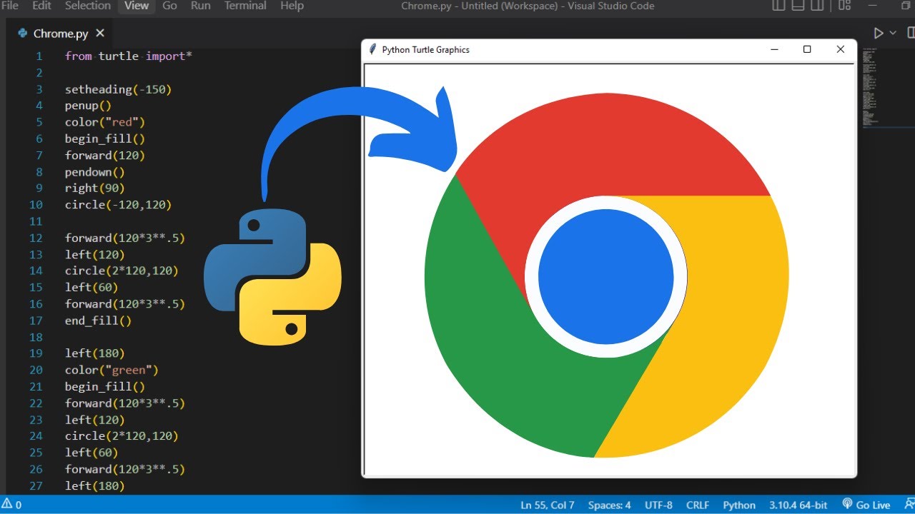 How To Draw Google Chrome Browser Logo Using Python Turtle Chrome Logo