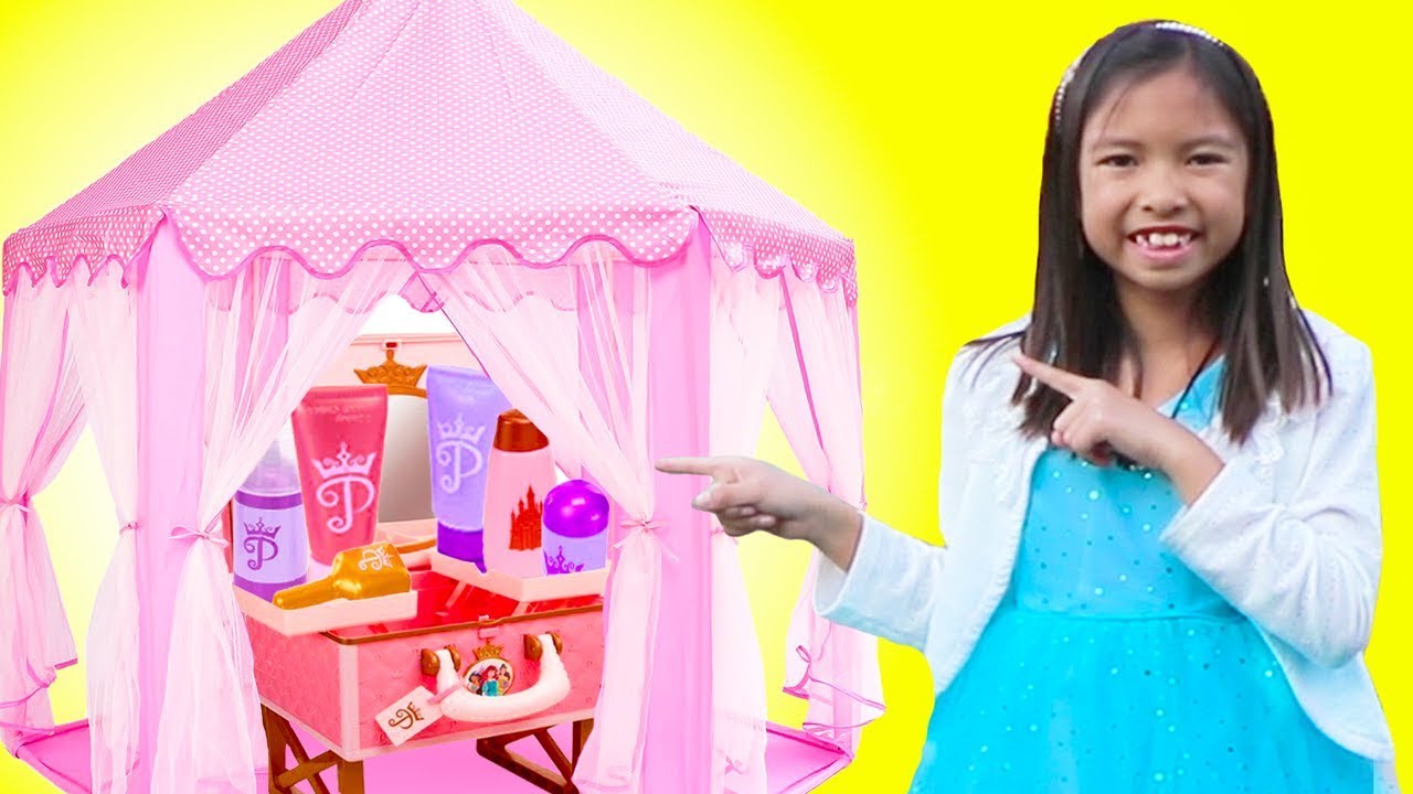 Wendy Pretend Play Makeup Makeover With Pink Tent Toy Youtube
