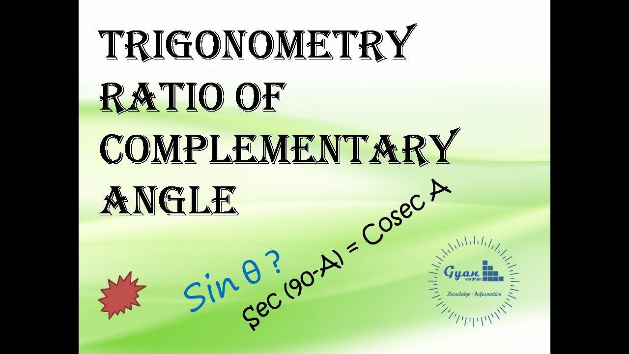 Trigonometry Ratio Of Complementary Angle Youtube