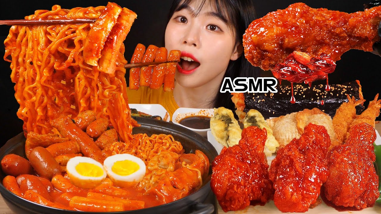 Asmr Mukbang 직접 만든 떡볶이 양념치킨 김밥 먹방 레시피 Fried Chicken And Tteokbokki