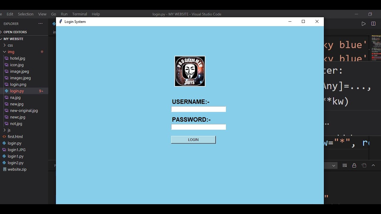 How To Make Login Page Using Python Tkinter In Hindi