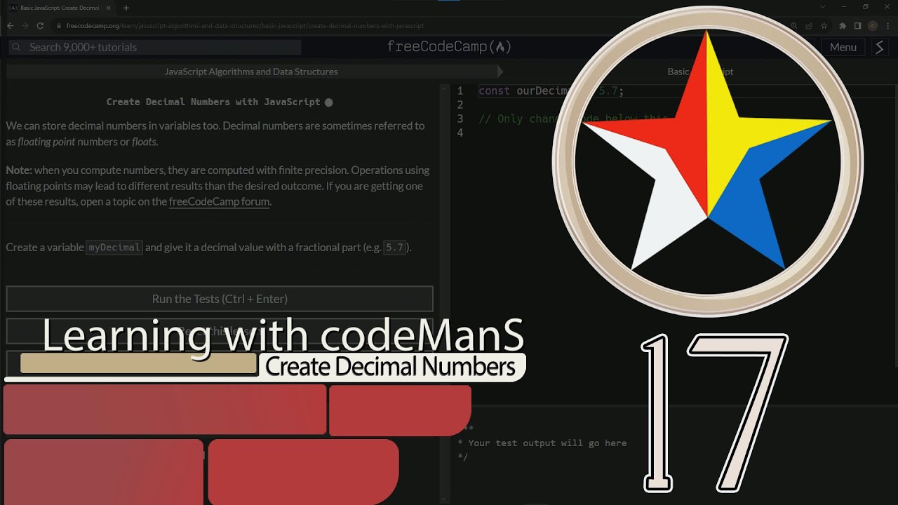 Javascript Basic 17 Create Decimal Numbers Freecodecamp Youtube
