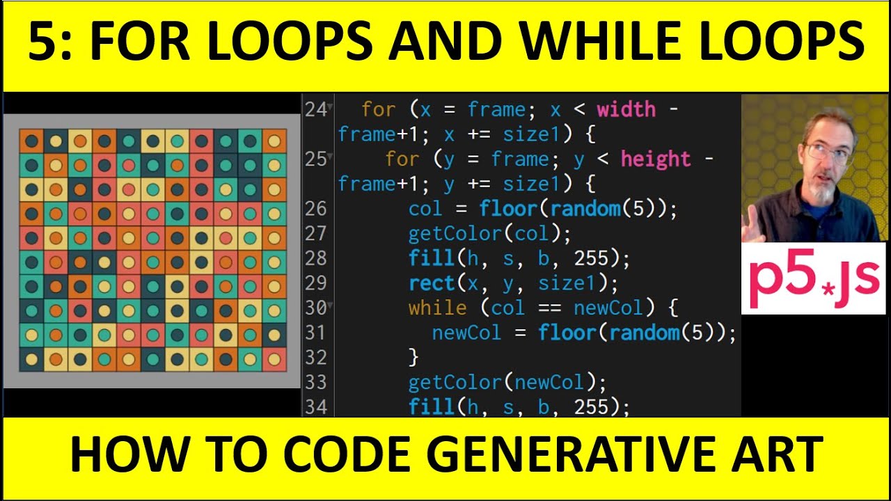 5 For Loops And While Loops In P5 Js How To Code Generative Art Youtube