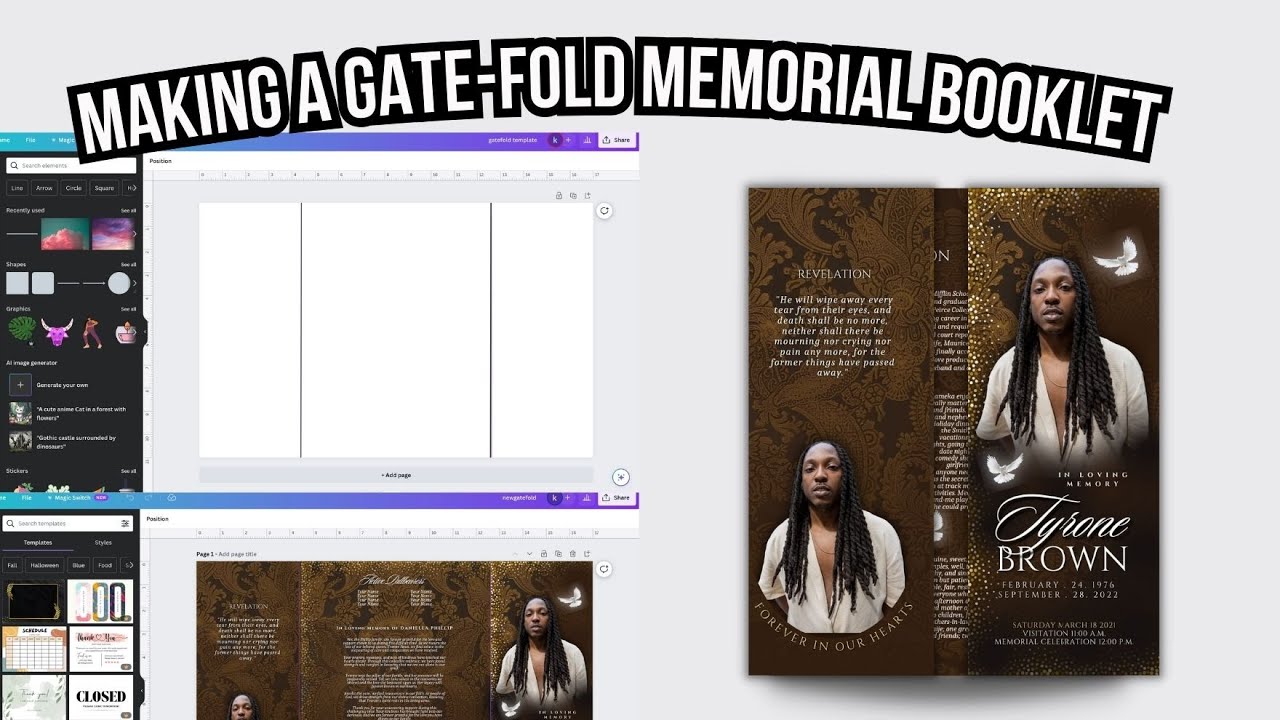 Free Gate Fold Template Easy D I Y Gate Fold Obituary Using Canva