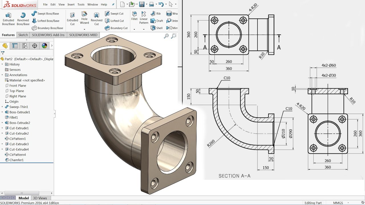 Solidworks Tutorial For Beginners Exercise 20 Youtube