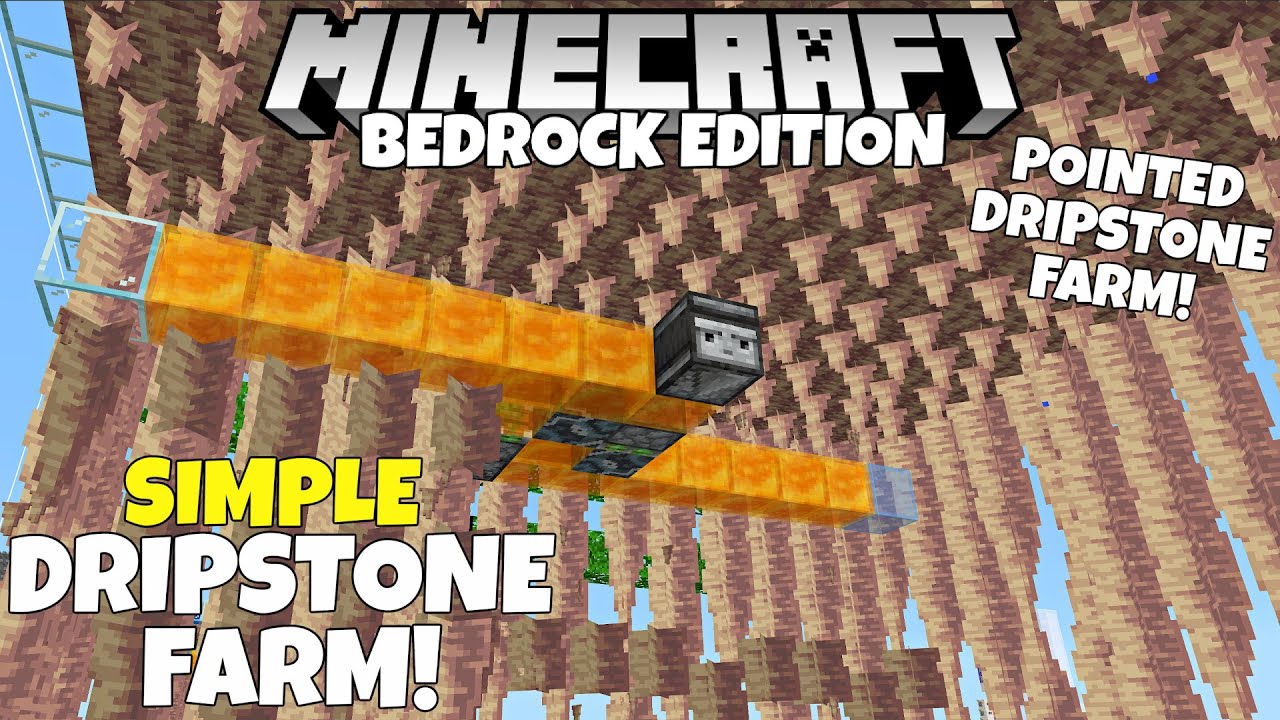 Minecraft Bedrock Easy Dripstone Farm Tutorial Large Small Scale
