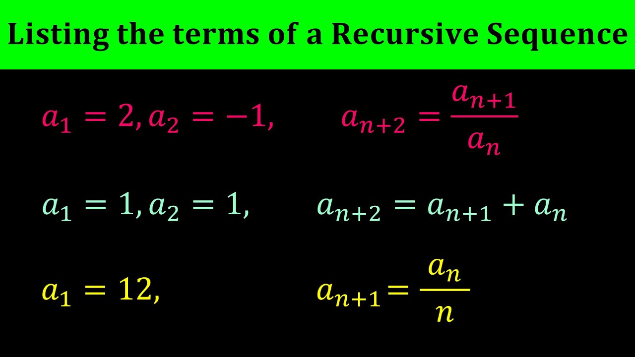 Listing The Terms Of A Recursive Sequence Sequences Calculus Youtube