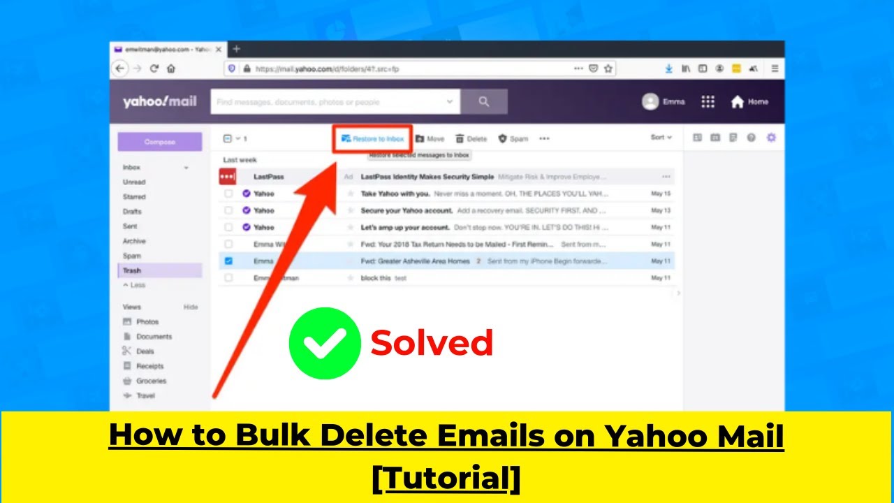 How To Bulk Delete Emails On Yahoo Mail Tutorial 2024 Youtube