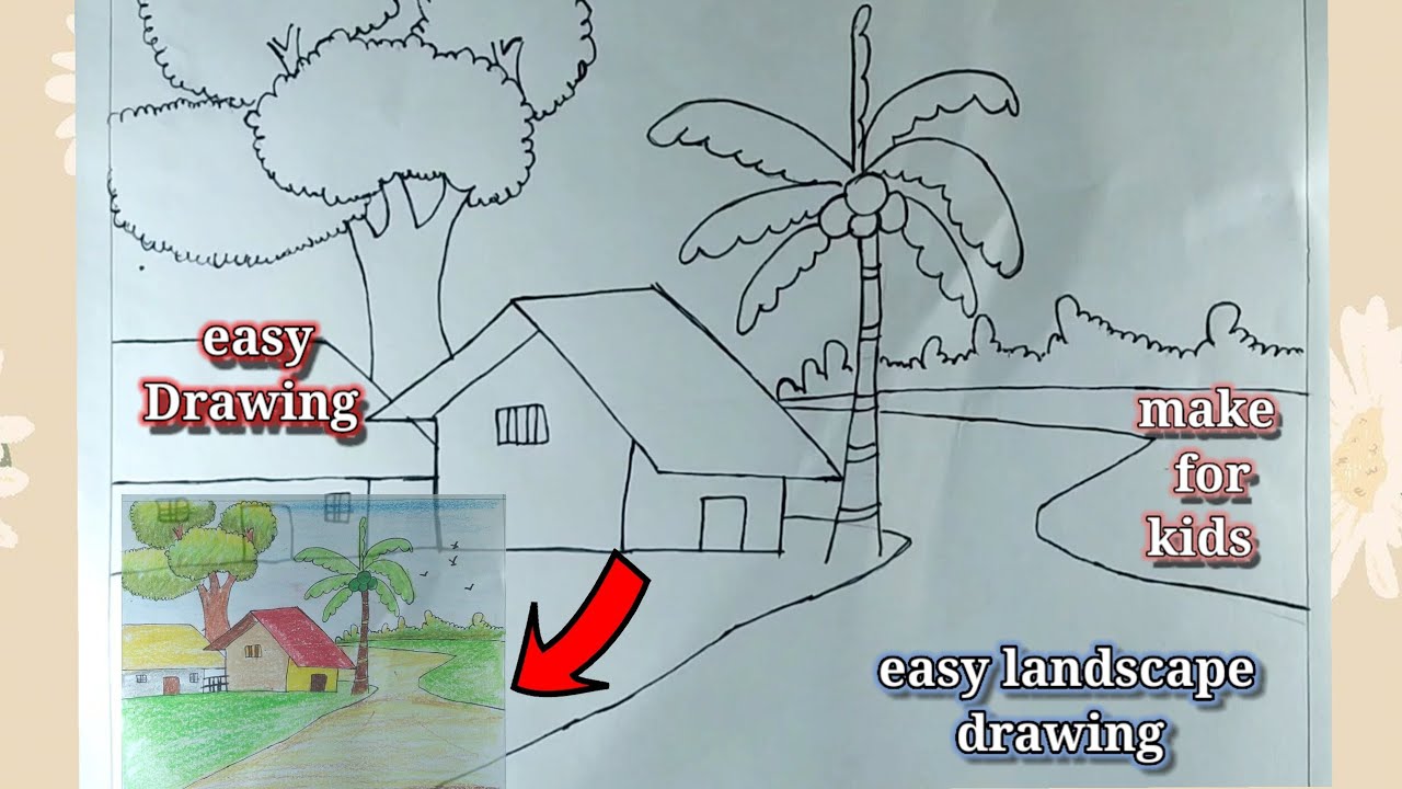 Simple Landscape Scenery Drawing For Beginners Ll How To Draw Beautiful