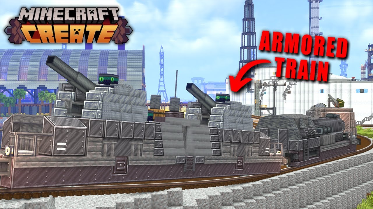 Defending My Colony With An Armored Train In Create Mod Youtube