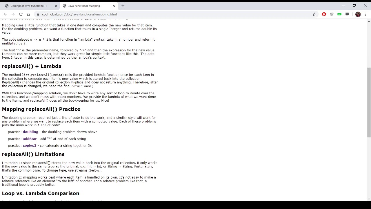 Pre Functional 1 Mapping Java Tutorial Codingbat Youtube