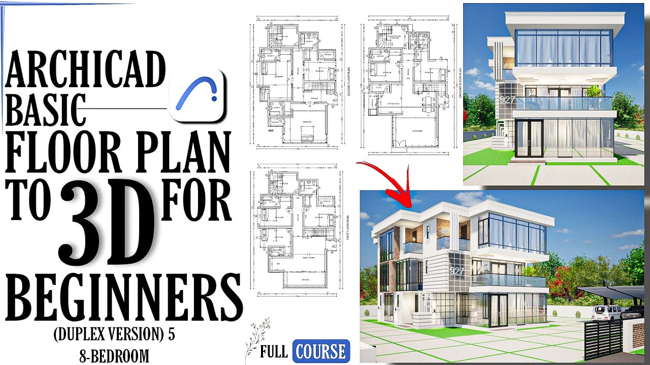 Archicad Tutorial Basic Floor Plan To 3d For Beginners Youtube