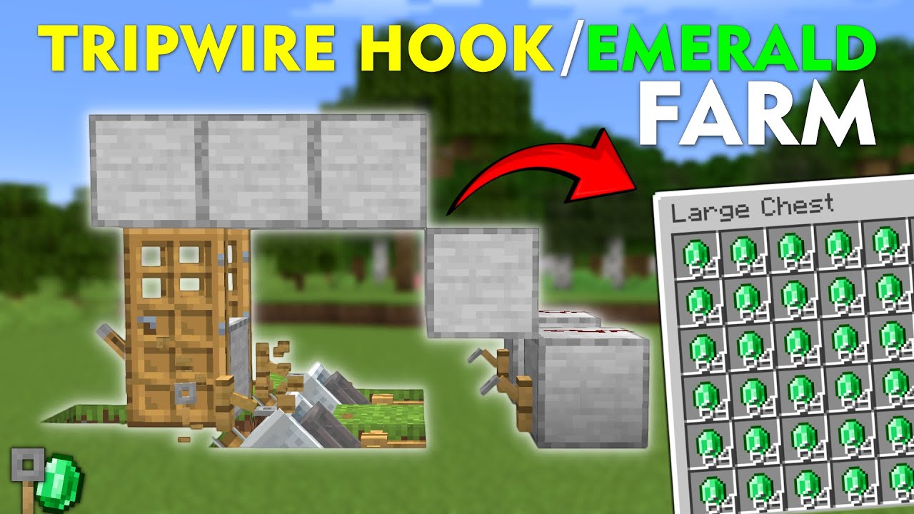 Easy Tripwire Hook Emerald Farm For Minecraft 1 21 Java Youtube