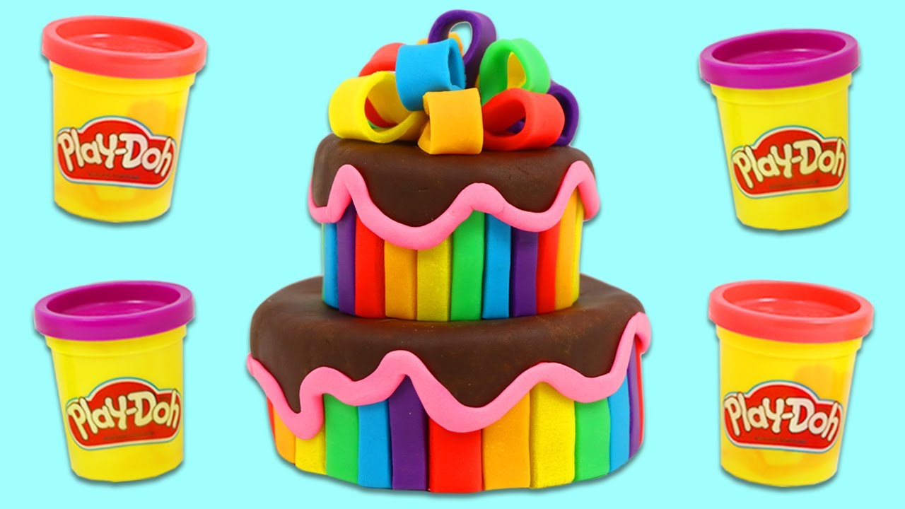 How To Make A Beautiful Play Doh Rainbow Cake Youtube
