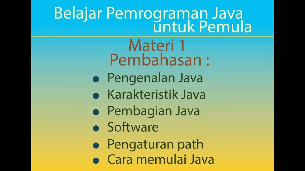 Pengenalan Bahasa Pemrograman Java Untuk Pemula 1 Youtube