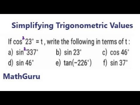 Simplifying Trigonometric Values Grade 11 12 Ex 3 Youtube