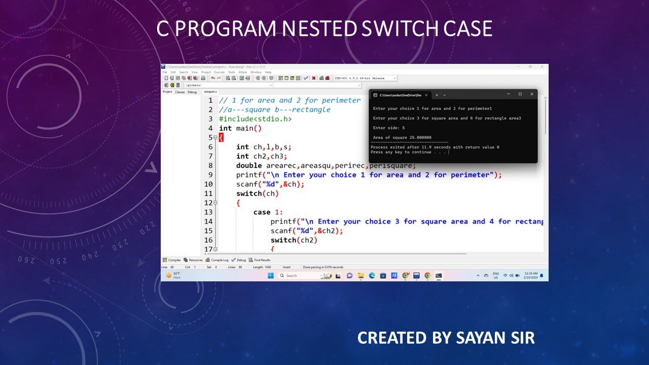 C Programming Nested Switch Case Youtube
