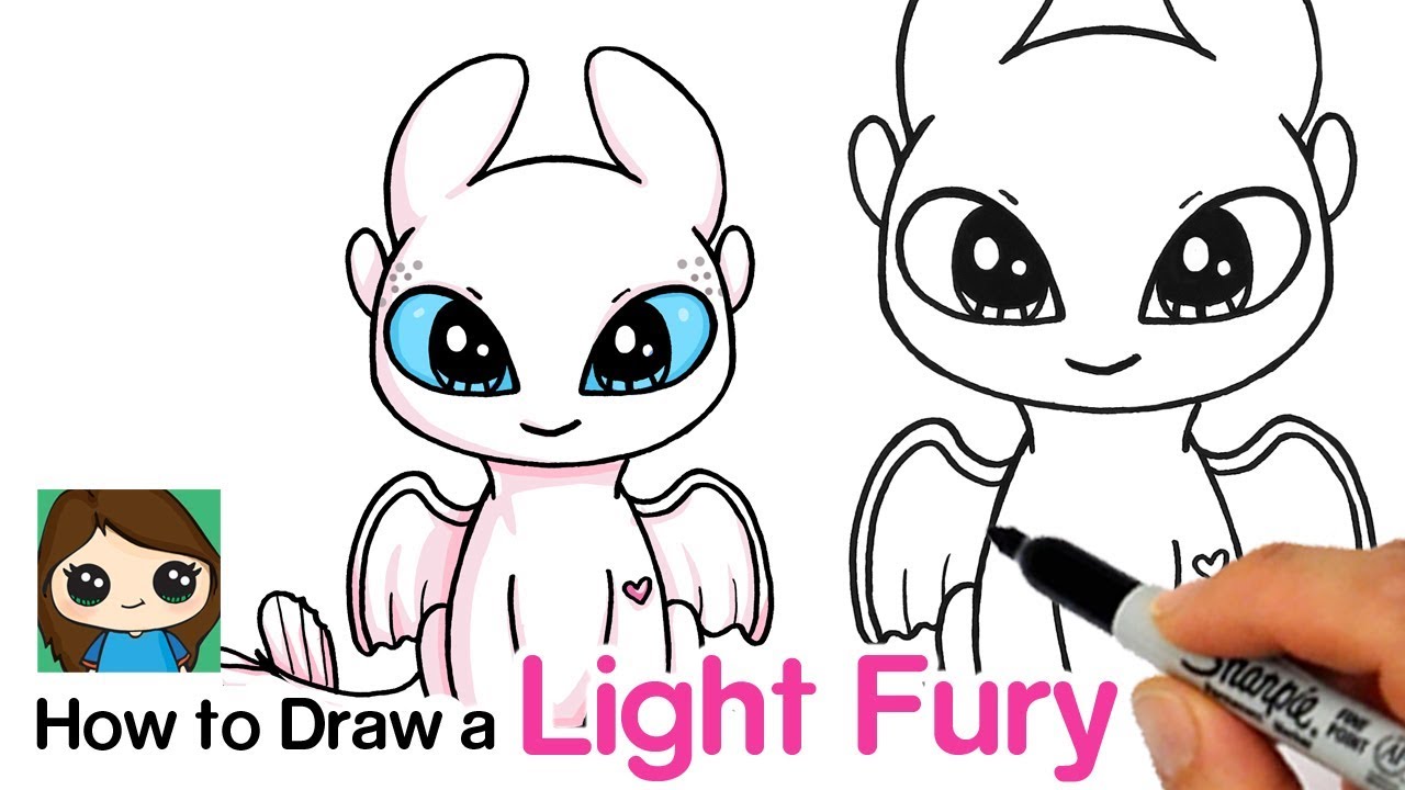 How To Draw A Light Fury How To Train Your Dragon Youtube