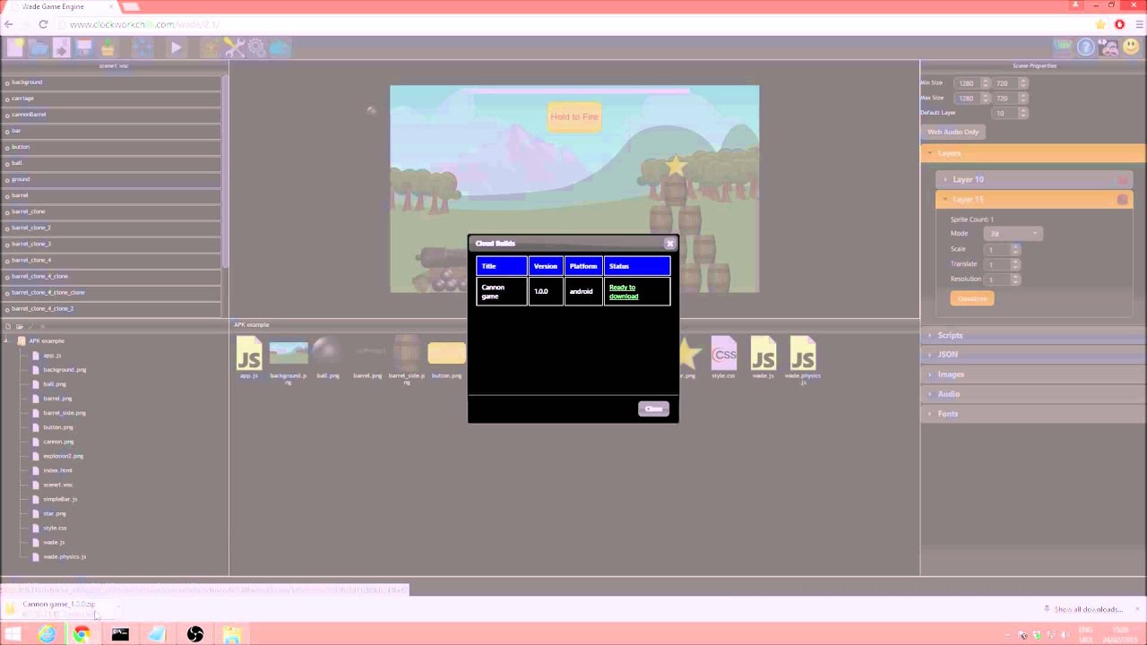 Making Html5 Games With Wade Compiling For Android Youtube